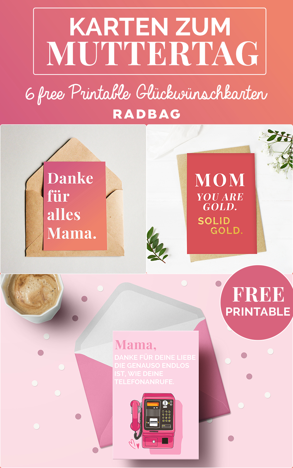 7 Karten zum Ausdrucken für deine Glückwünsche zum Muttertag