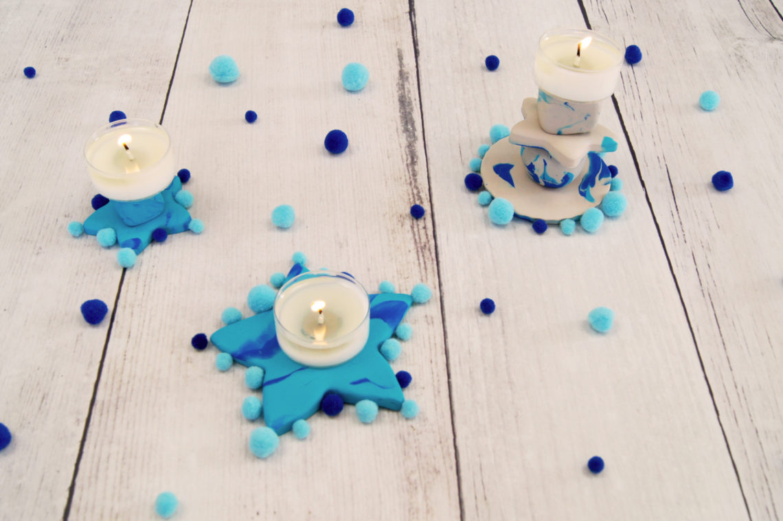 Basteln für Weihnachten mit Kinder: DIY Fimo Kerzenständer