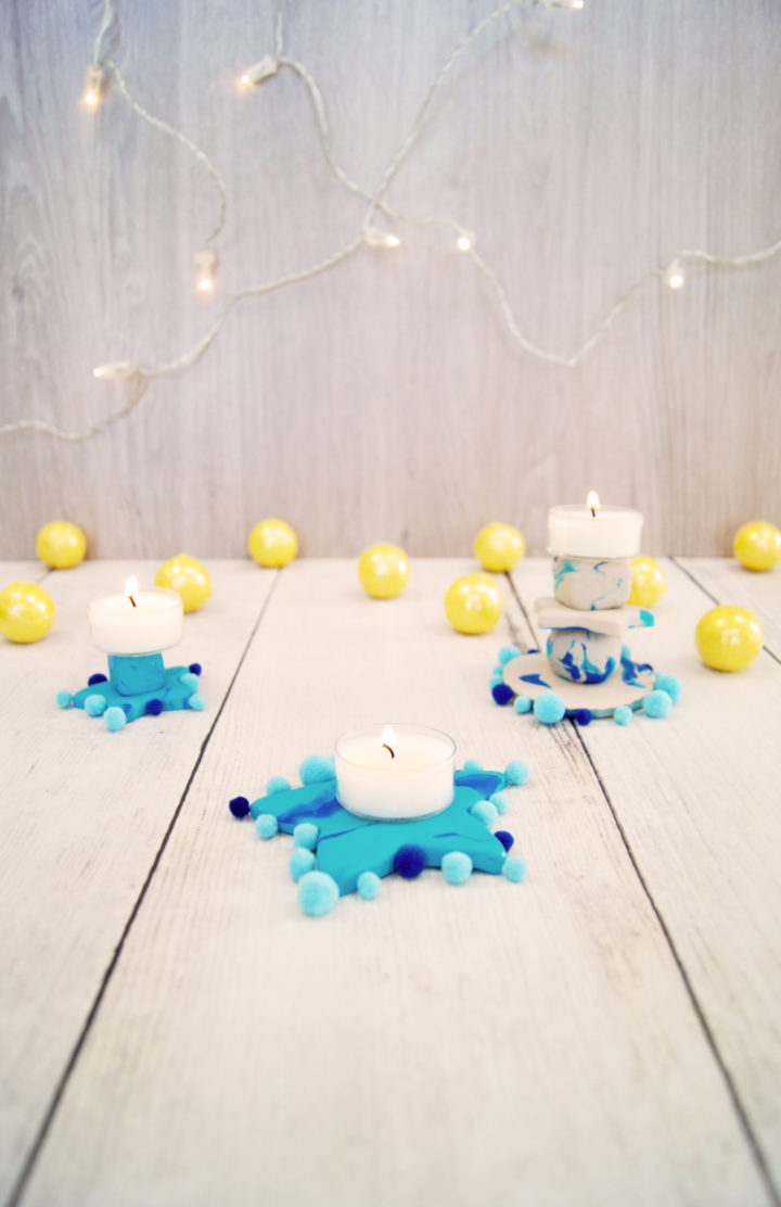 Basteln für Weihnachten mit Kinder: DIY Fimo Kerzenständer