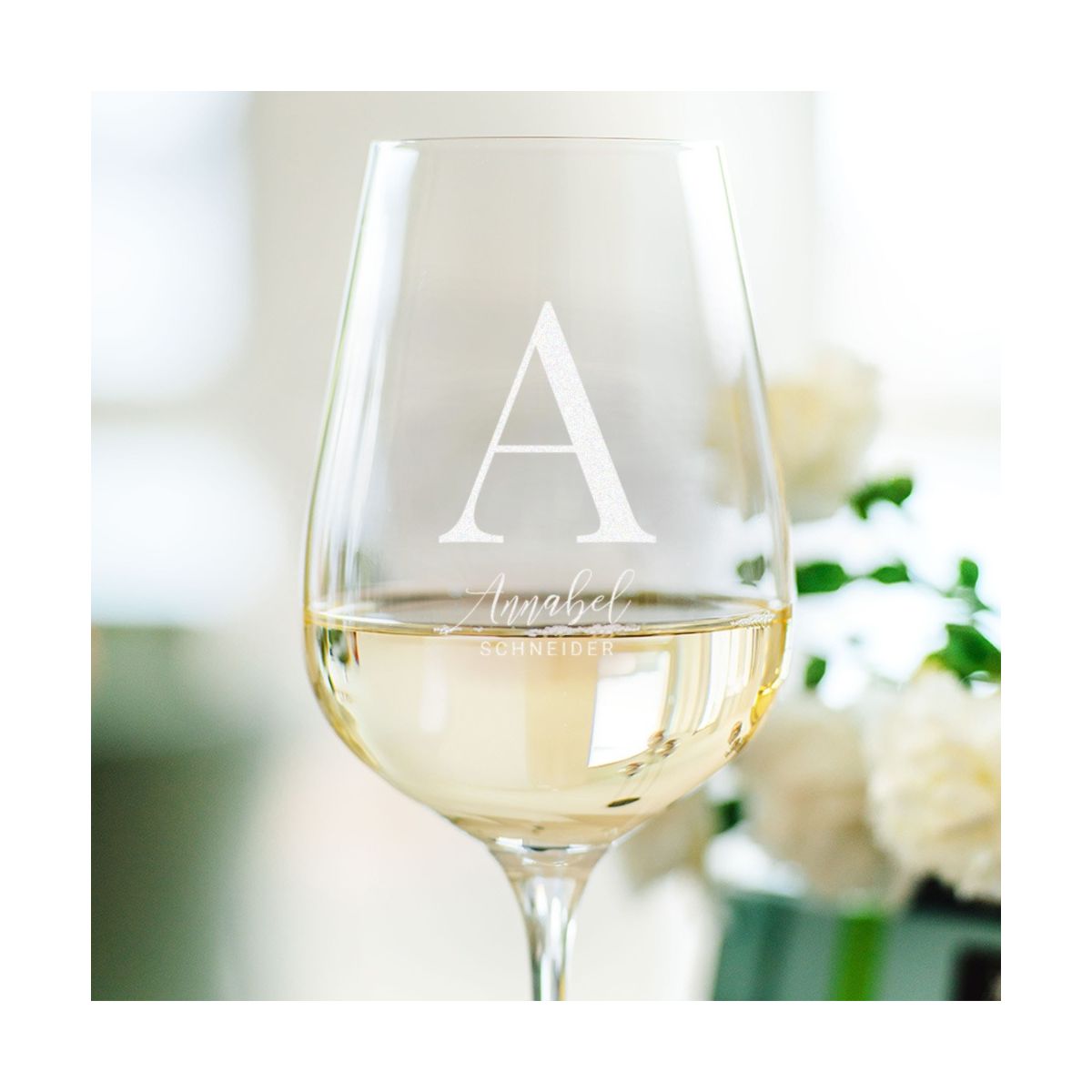 Personalisierbares Weinglas mit Monogramm