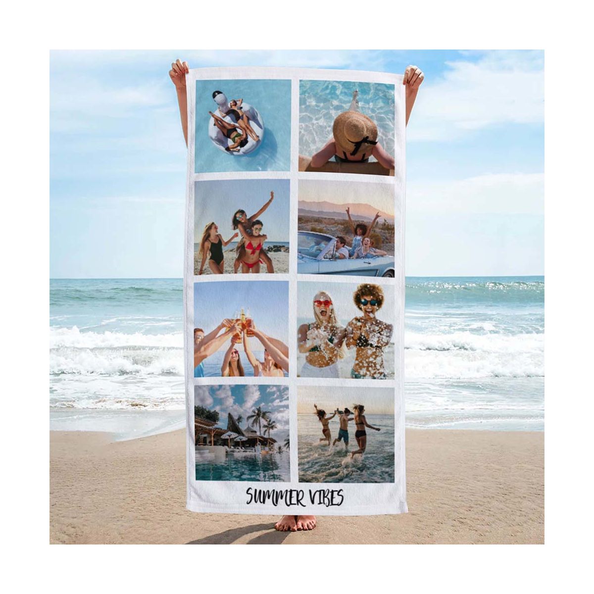 Personalisierbares Handtuch mit 8 Fotos und Text