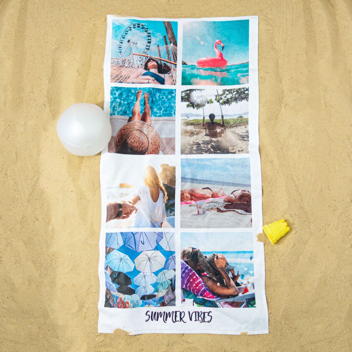 Personalisierbares Handtuch mit 8 Fotos und Text